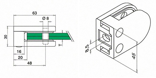 Classic D-shaped Stainless Steel Glass Clamp