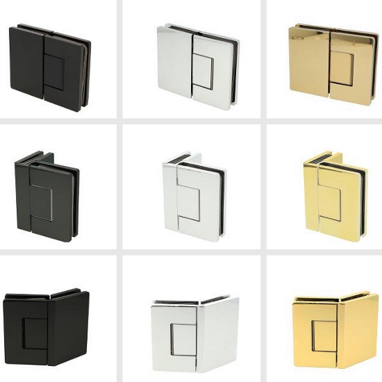 Glass Door Hinge with Snap-on Cover & Concealed Screws - Glass Mount