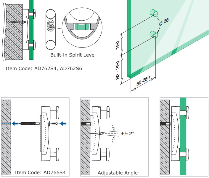 Round Glass Adapter - Double Point