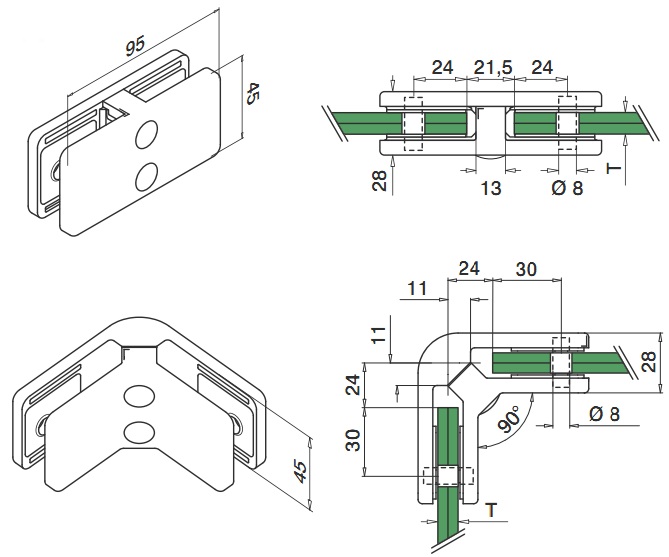 Rectangular Double Clamps
